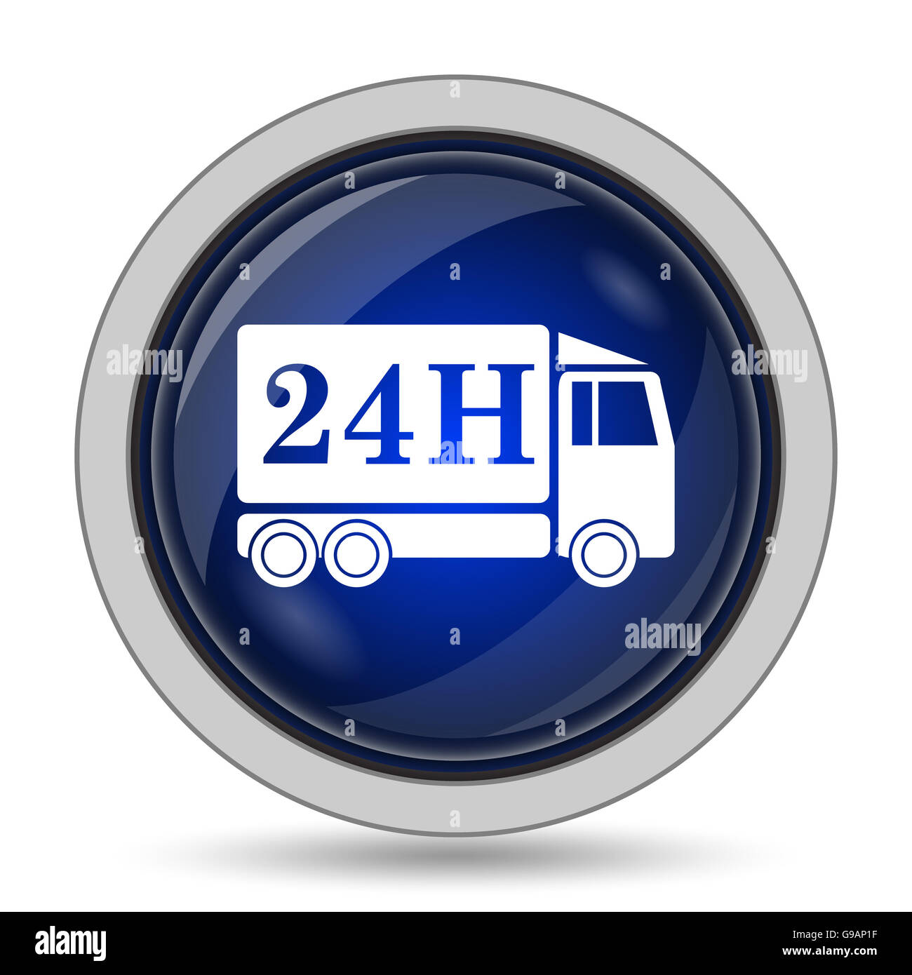 24H delivery truck icon. Internet button on white background Stock ...
