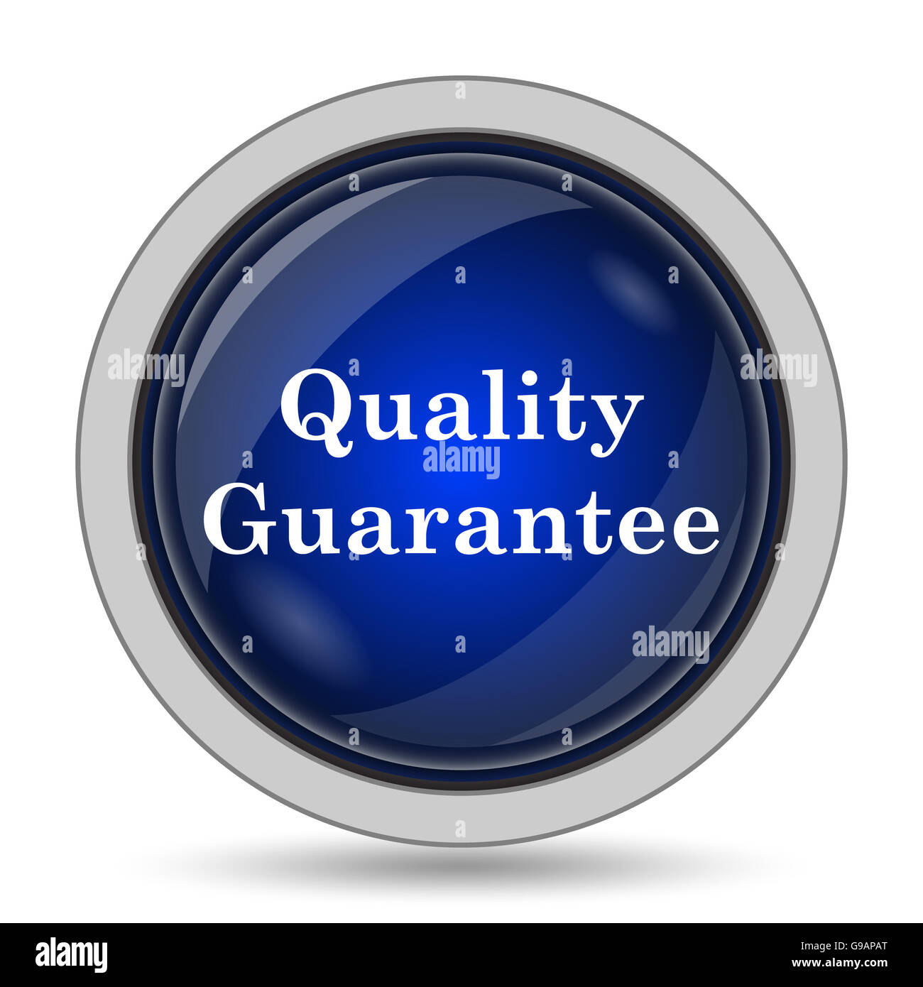 Quality guarantee icon. Internet button on white background Stock Photo ...