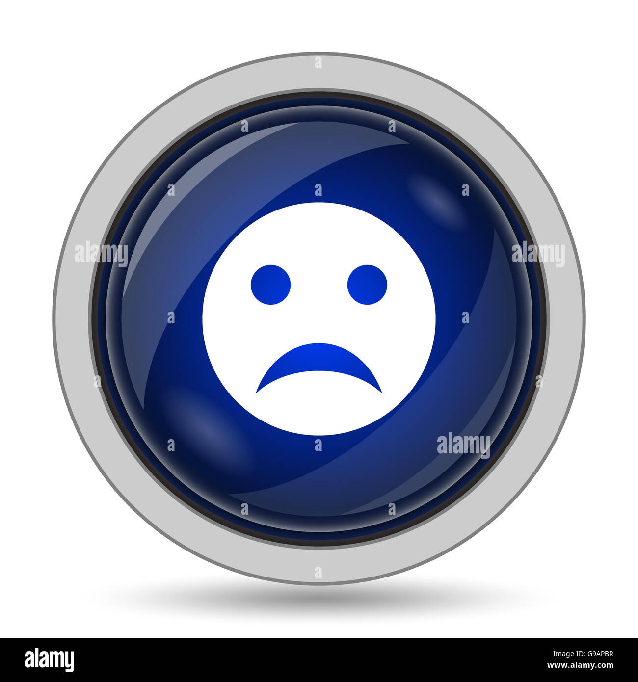 Sad smiley icon. Internet button on white background Stock Photo - Alamy