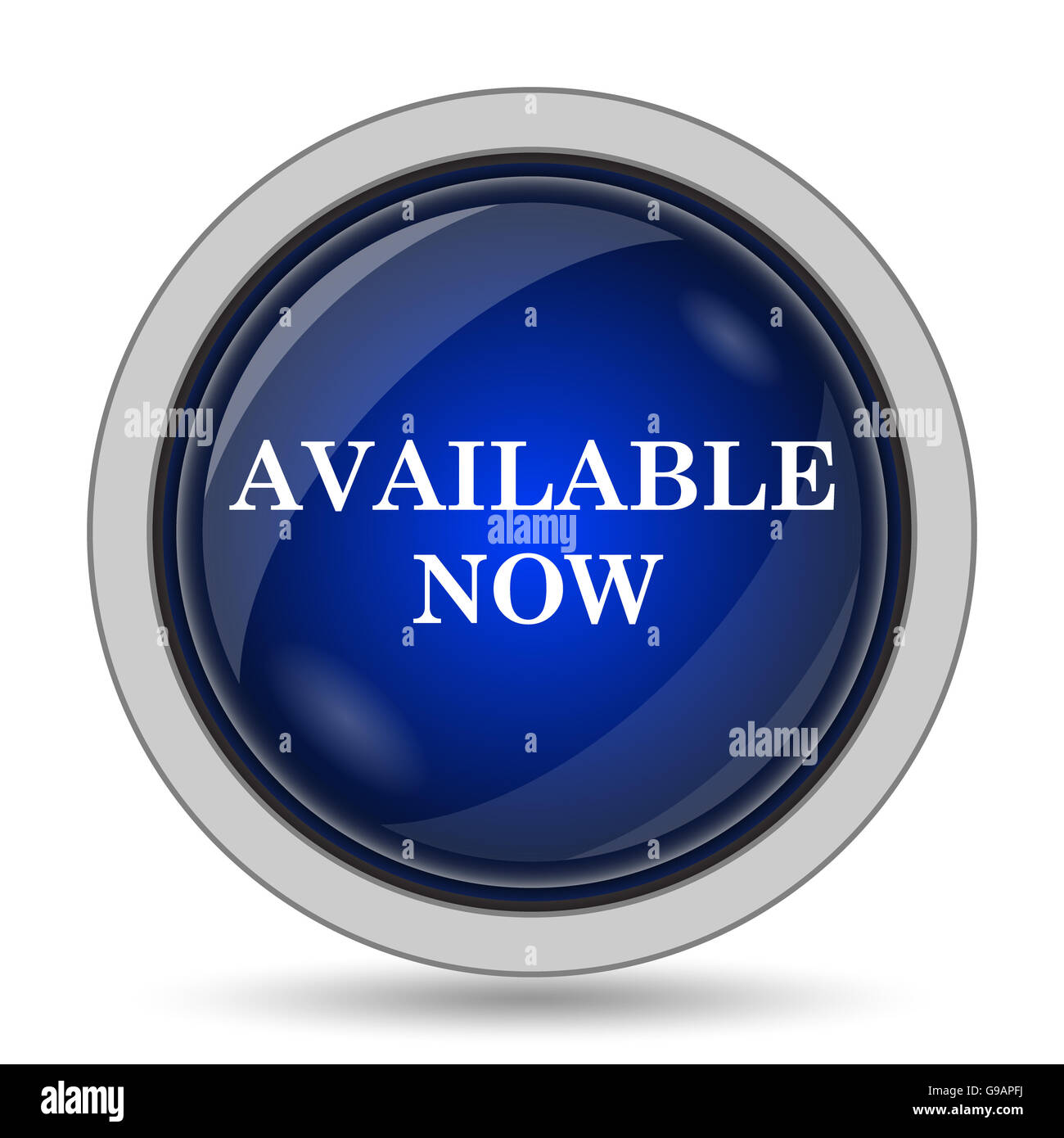 Available now icon. Internet button on white background Stock Photo - Alamy