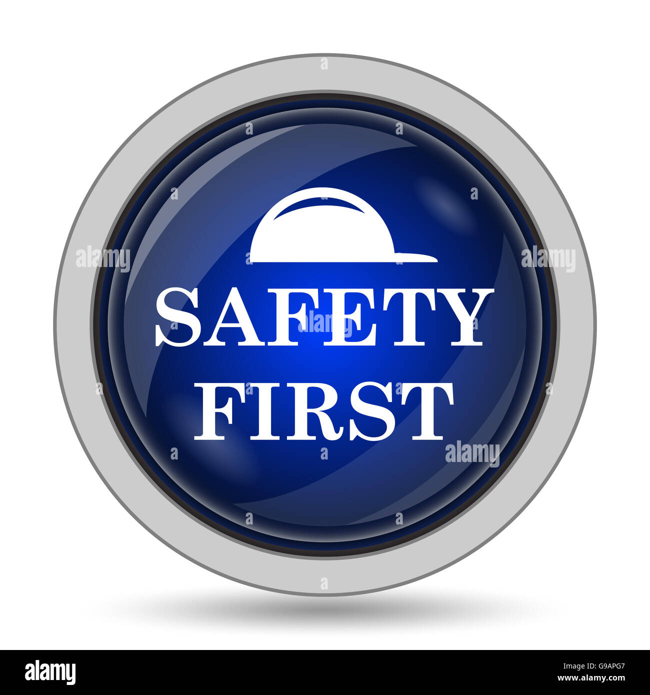 Safety first icon. Internet button on white background Stock Photo - Alamy