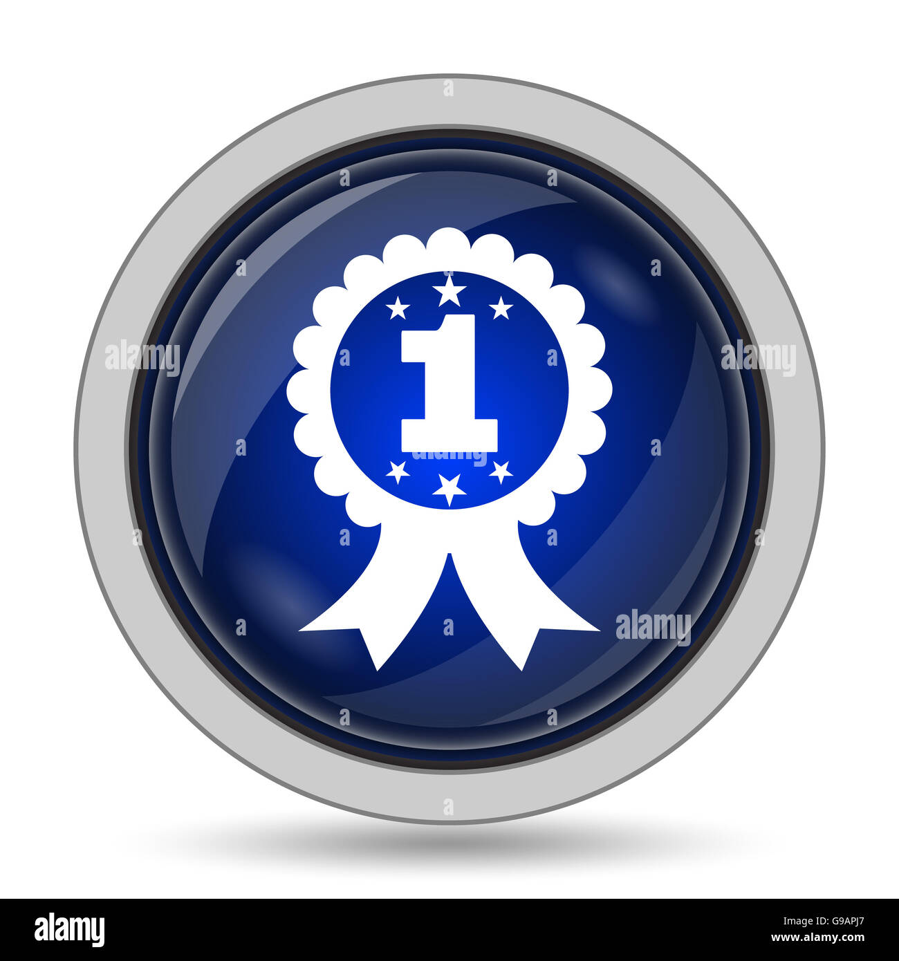 First prize ribbon icon. Internet button on white background Stock ...