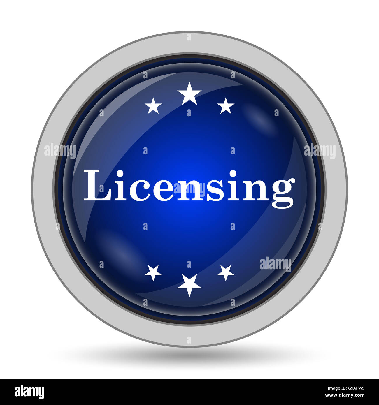 Licensing icon. Internet button on white background Stock Photo - Alamy