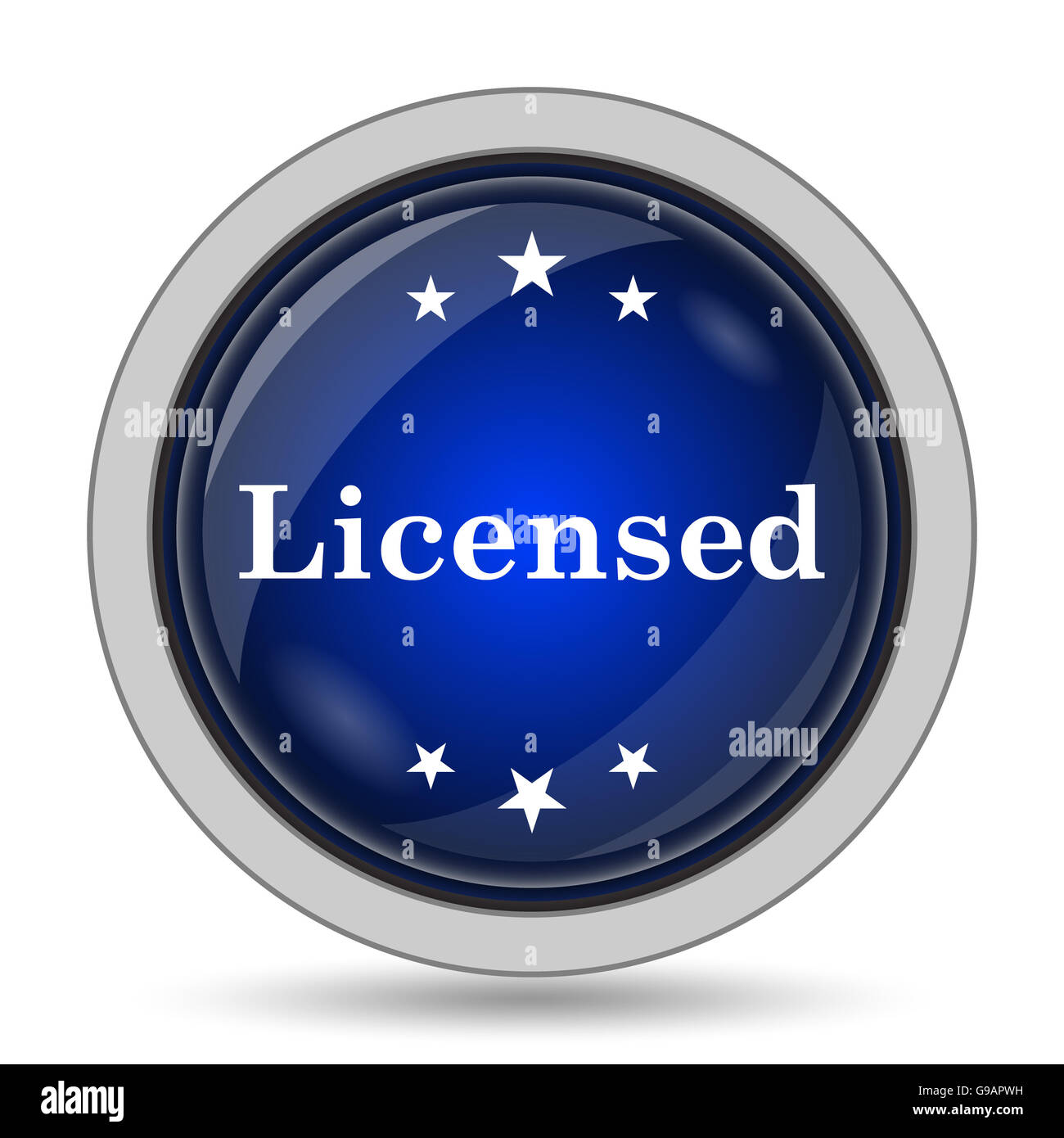 Licensed icon. Internet button on white background Stock Photo - Alamy