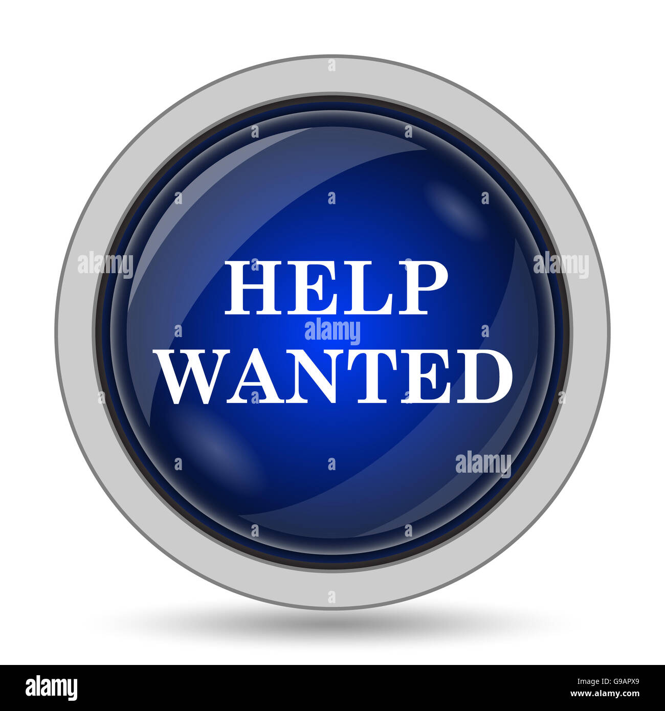 Help wanted icon. Internet button on white background Stock Photo - Alamy