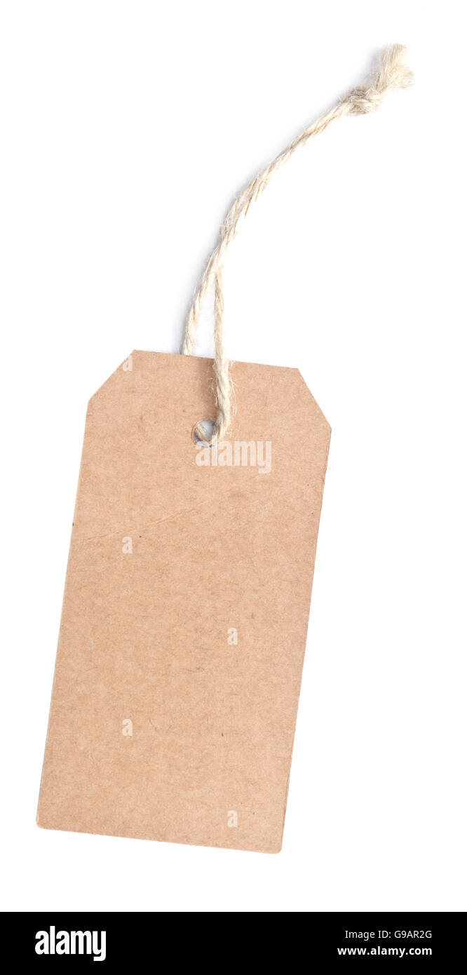 brown paper tag isolated on white background Stock Photo - Alamy