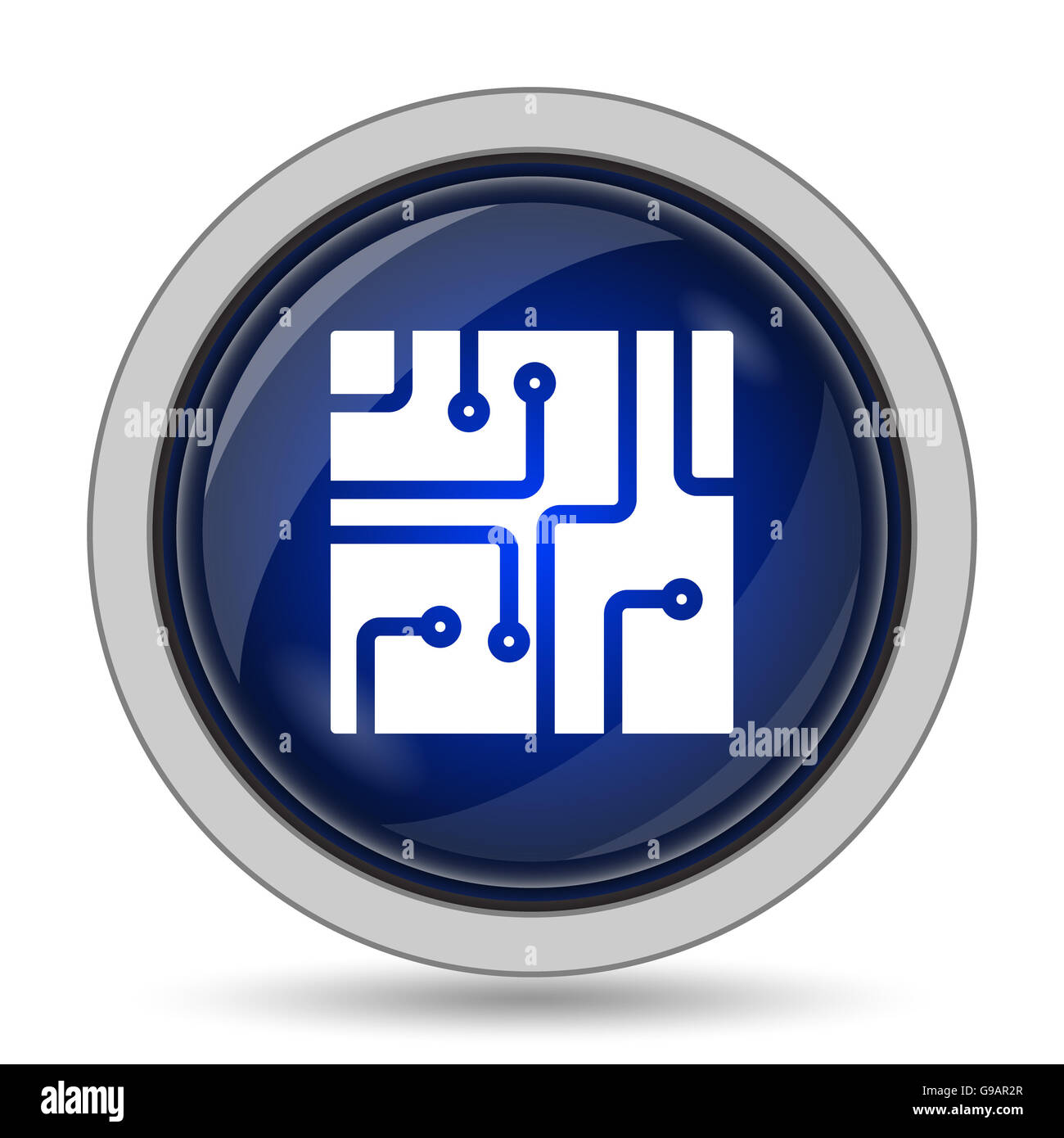 Circuit board icon. Internet button on white background Stock Photo - Alamy