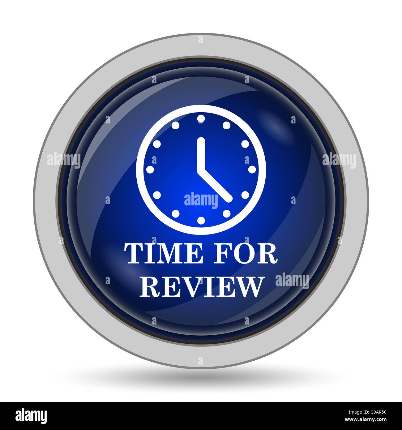 Time for review icon. Internet button on white background Stock Photo ...