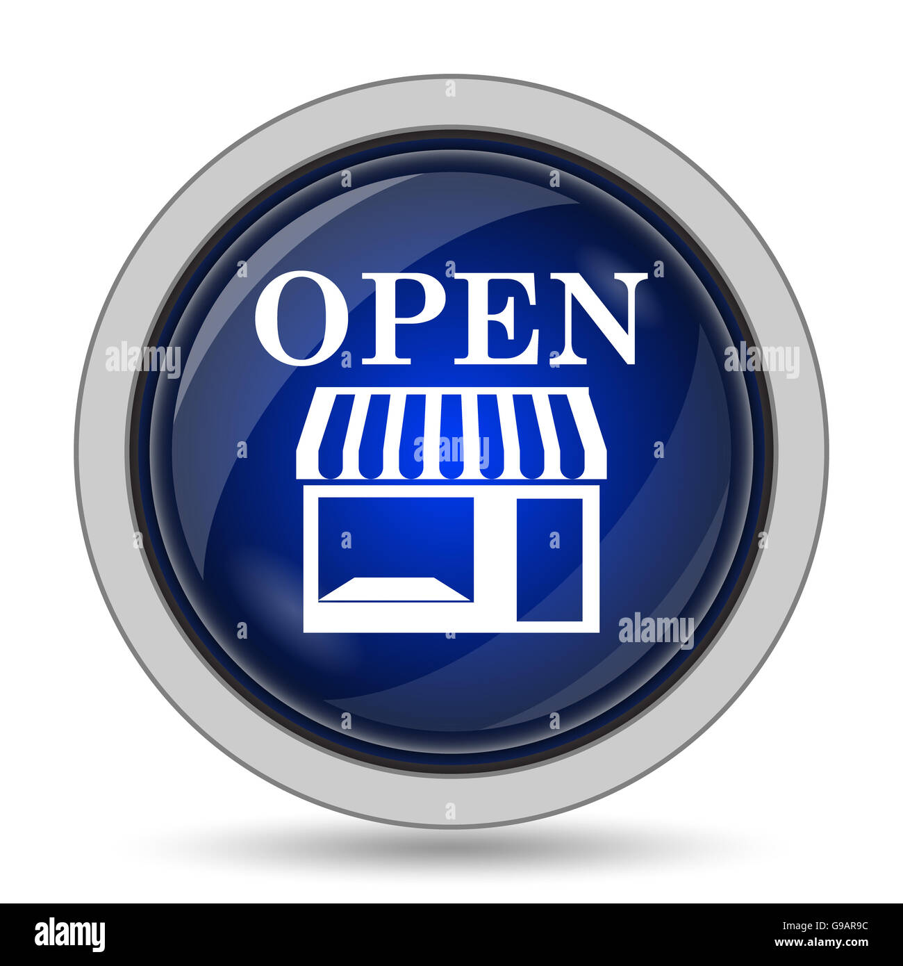 Open store icon. Internet button on white background Stock Photo - Alamy
