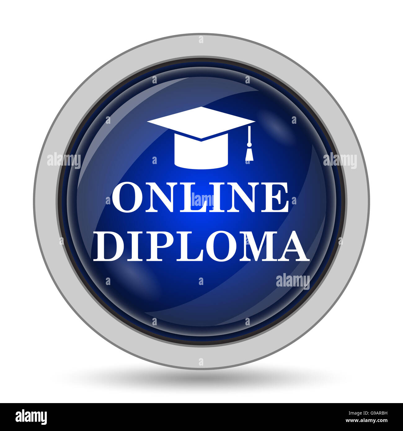 Online diploma icon. Internet button on white background Stock Photo ...
