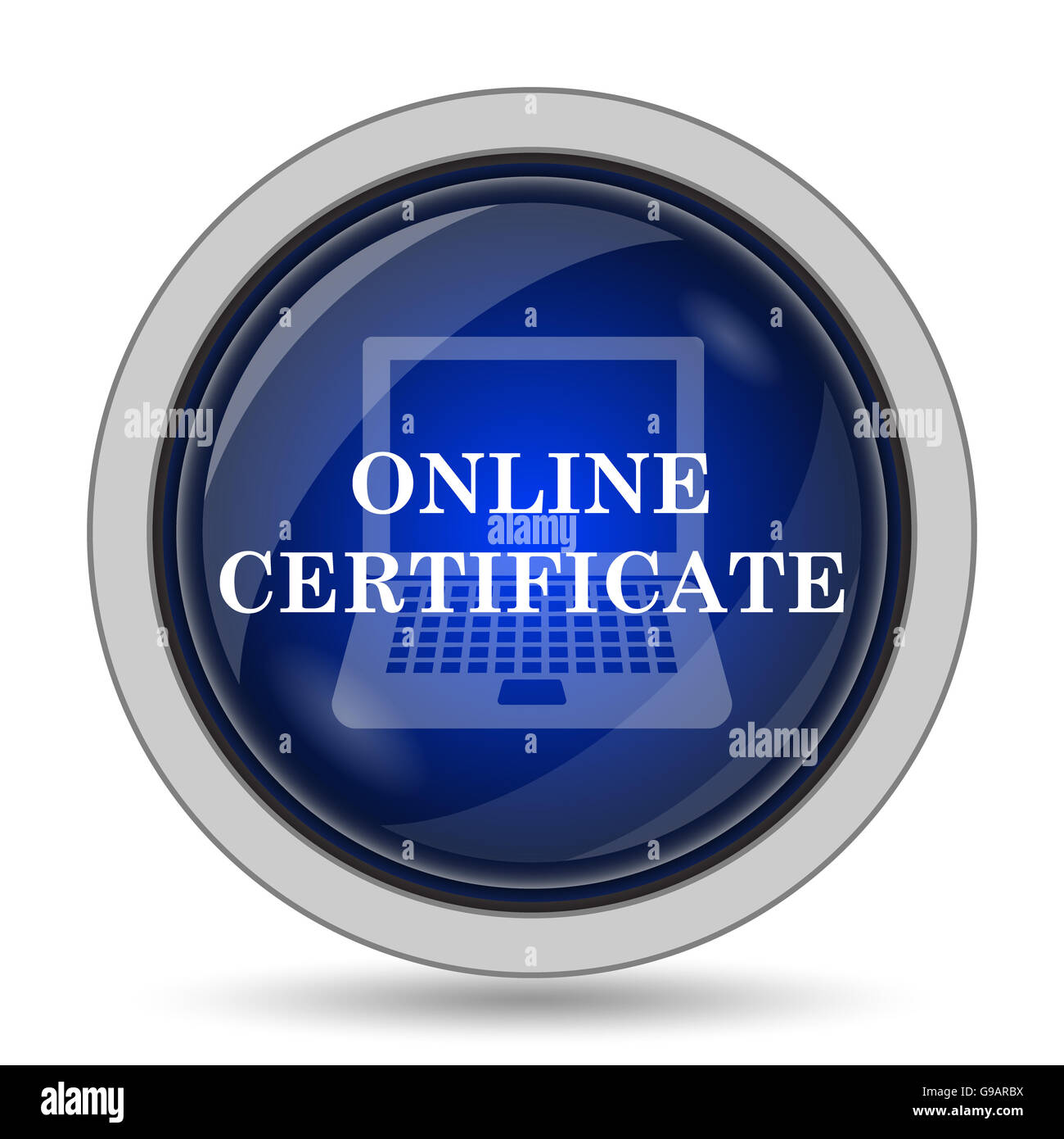 Online certificate icon. Internet button on white background Stock ...