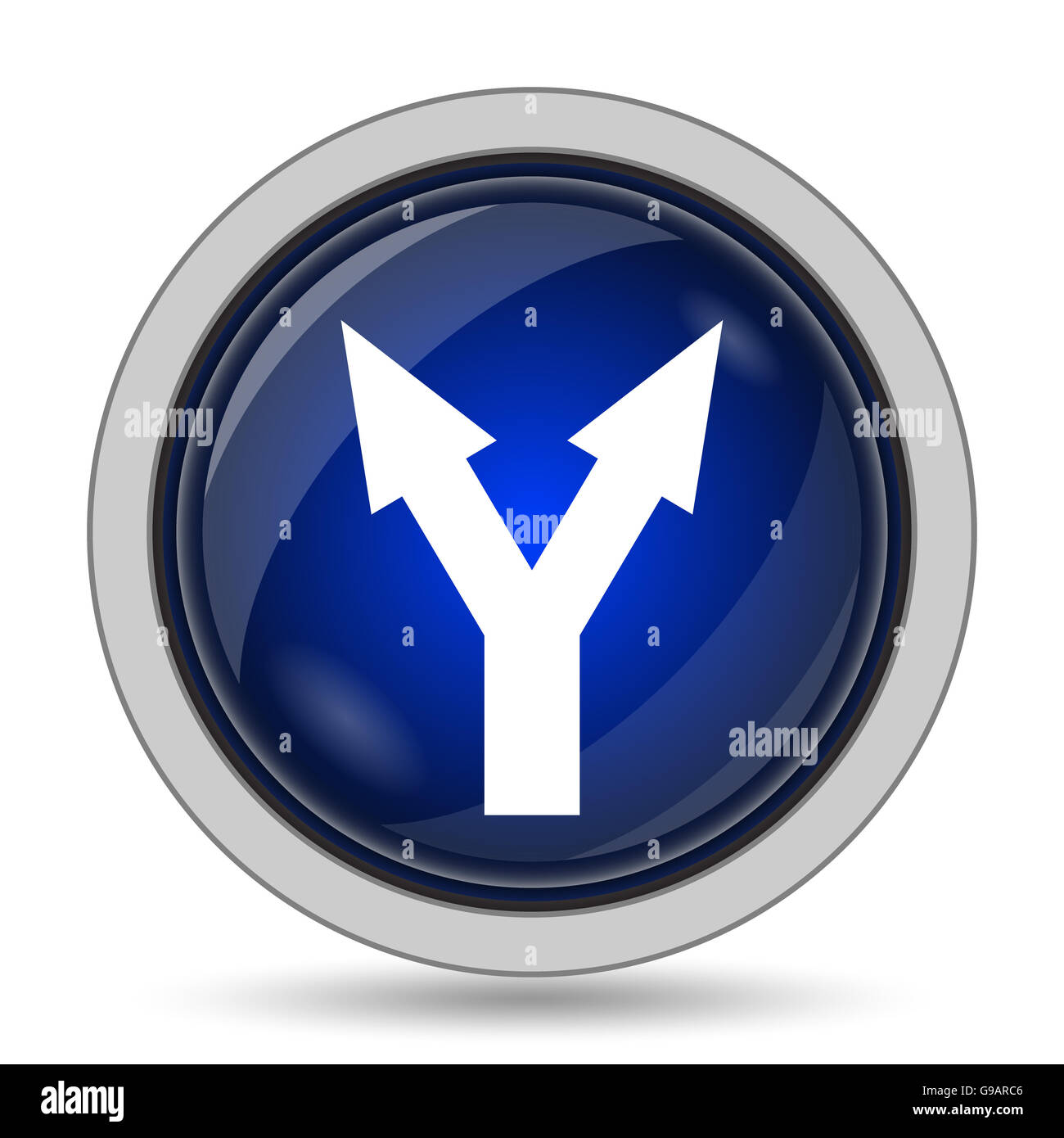Split arrow icon. Internet button on white background Stock Photo - Alamy