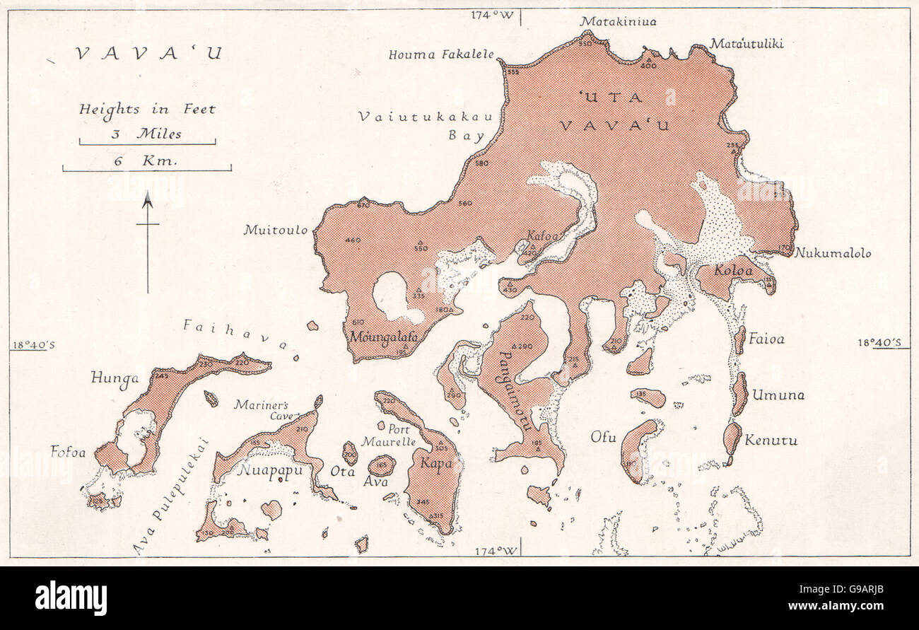 TONGA: Vava'u: physical. WW2 ROYAL NAVY INTELLIGENCE MAP, 1944 Stock ...