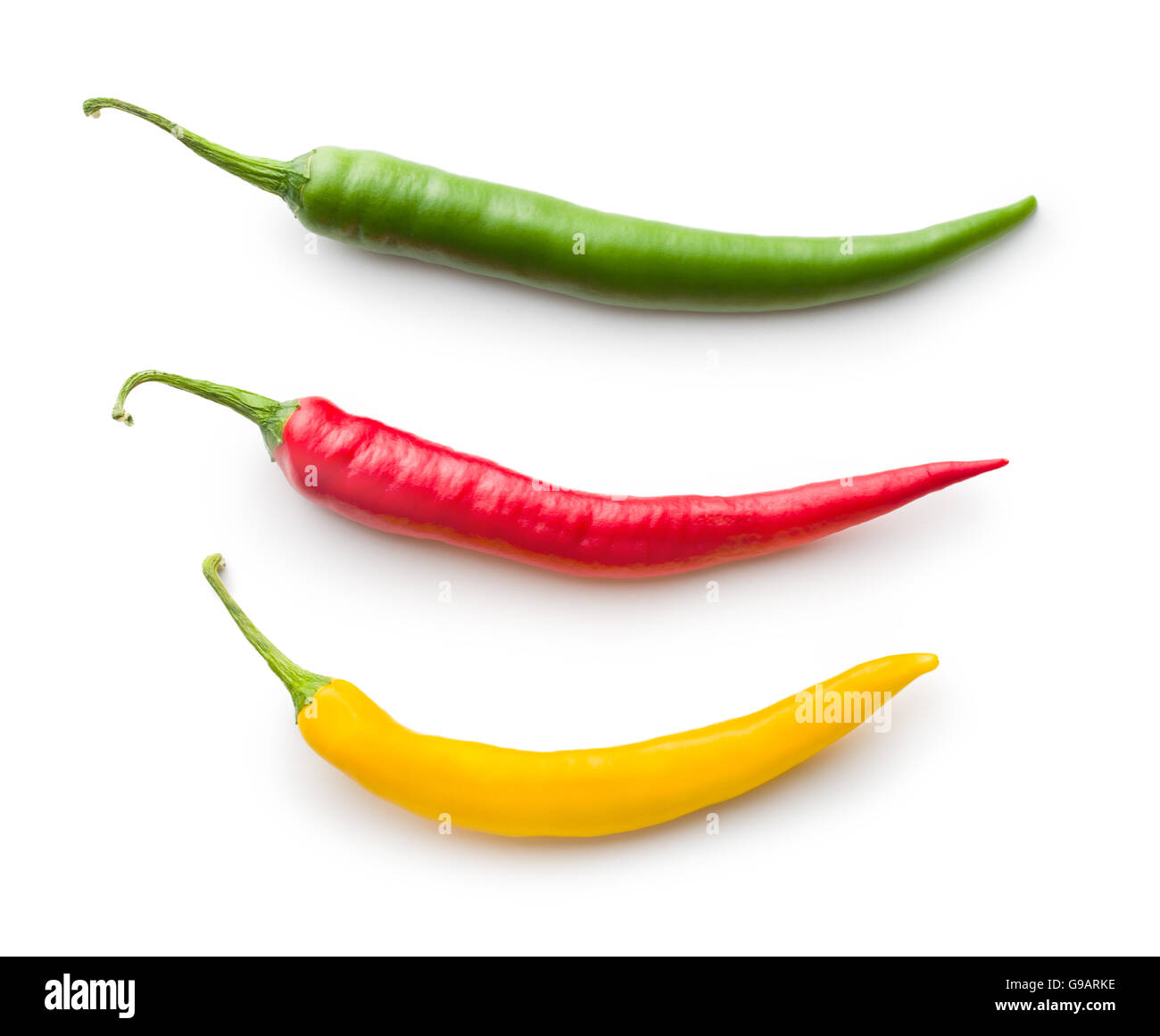 Different colors chilli peppers isolated on white background Stock ...