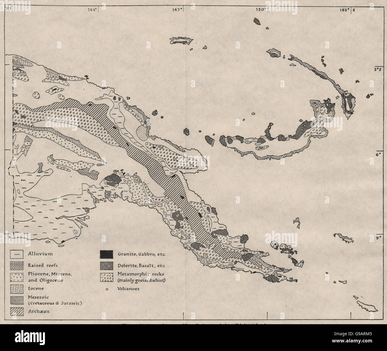 PAPAU NEW GUINEA: Geology. WW2 ROYAL NAVY INTELLIGENCE MAP, 1944 Stock ...