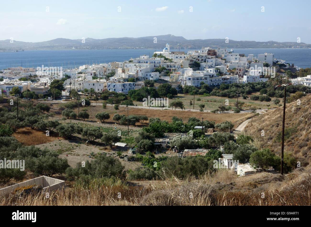 Adamas harbour Milos Greece Stock Photo - Alamy