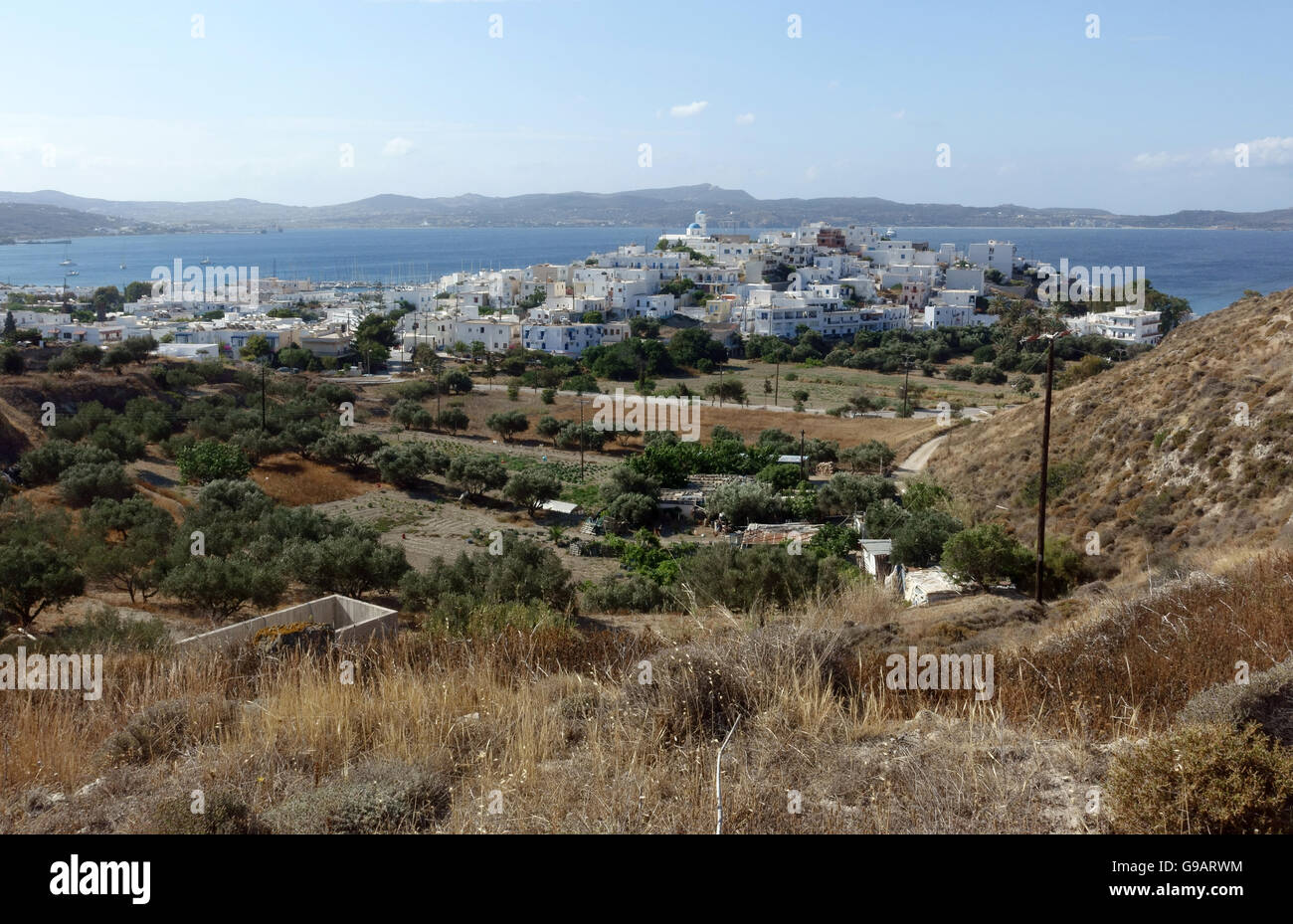 Adamas harbour Milos Greece Stock Photo - Alamy