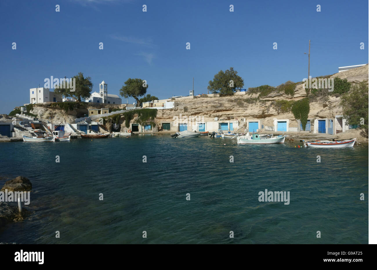 Mantrakia fishing harbour Milos Greece Stock Photo - Alamy
