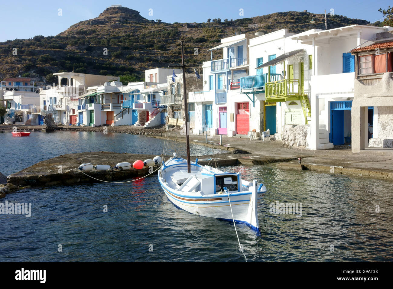 Klima fishing harbour and boat houses Milos Greece Stock Photo - Alamy