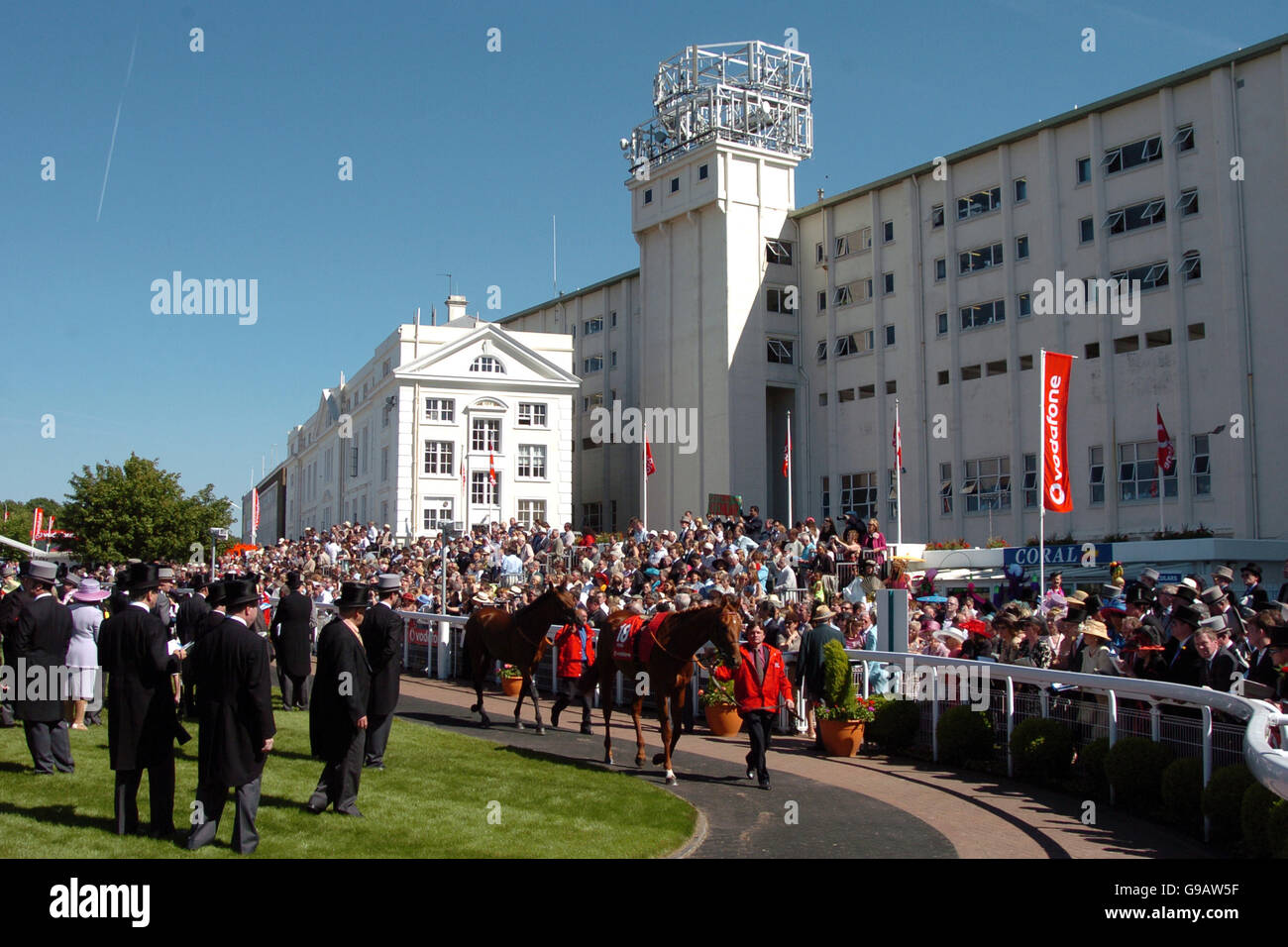 Horse racing vodafone derby day epsom downs racecourse hi-res stock ...