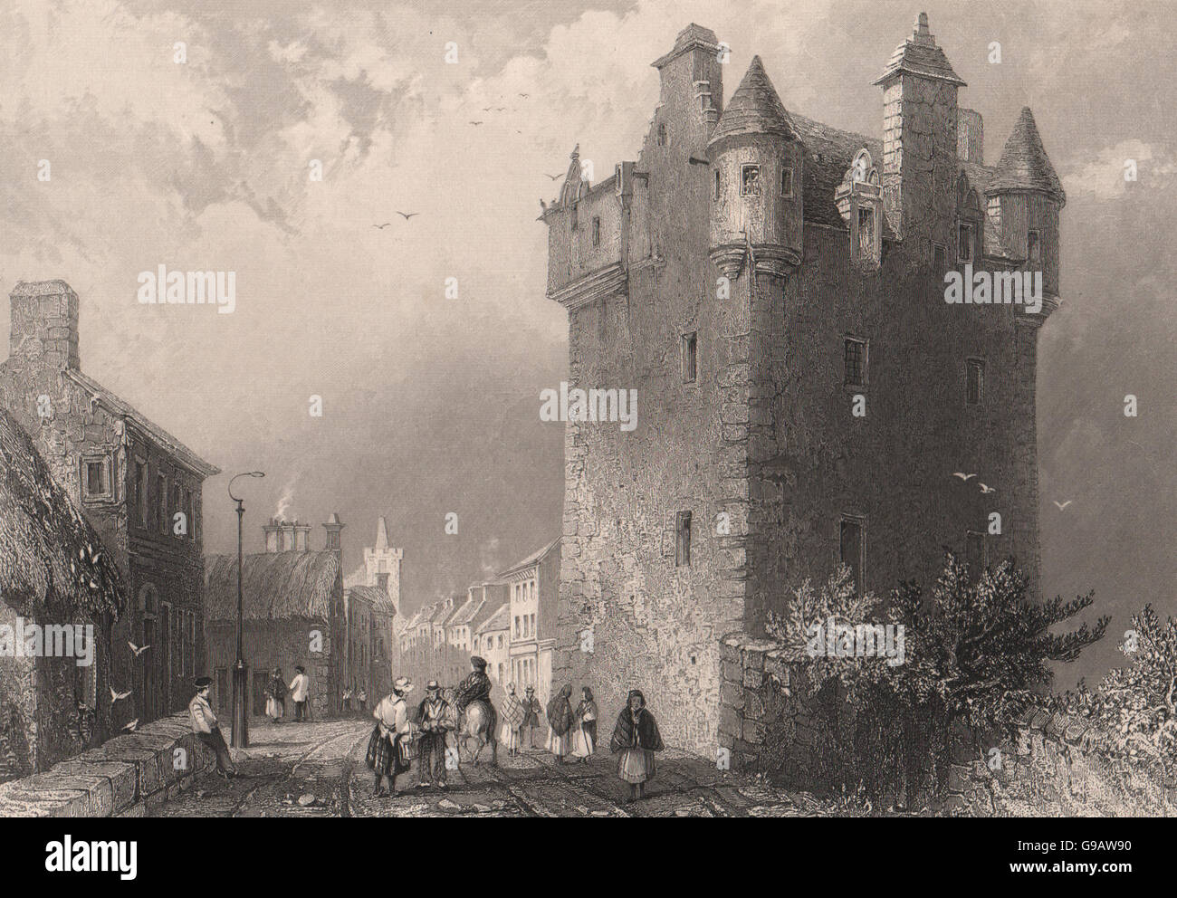 Castle of Maybole. Ayrshire. Scotland. BARTLETT, antique print 1838 ...