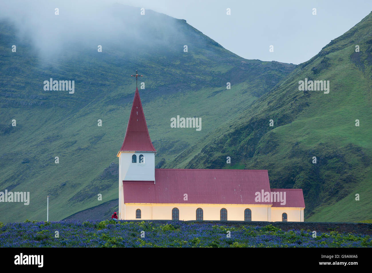 Evening at the iconic church in Vik, Iceland Stock Photo - Alamy