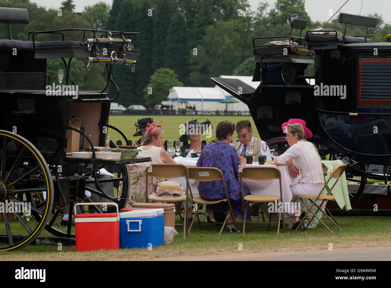 Toffs posh picnic at Windsor Great Park during weekend polo match, half ...