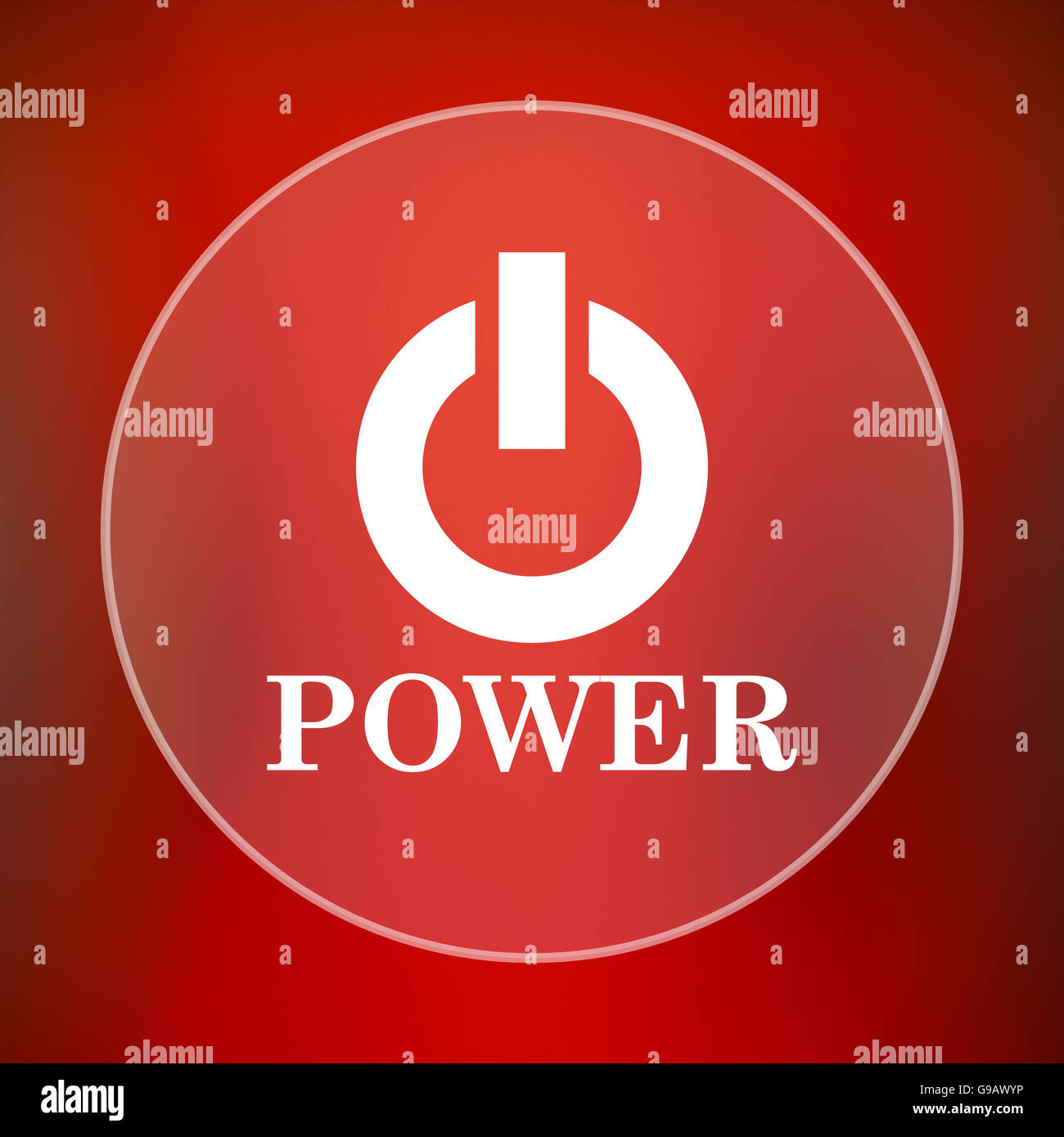 Power button icon. Internet button on red background Stock Photo - Alamy