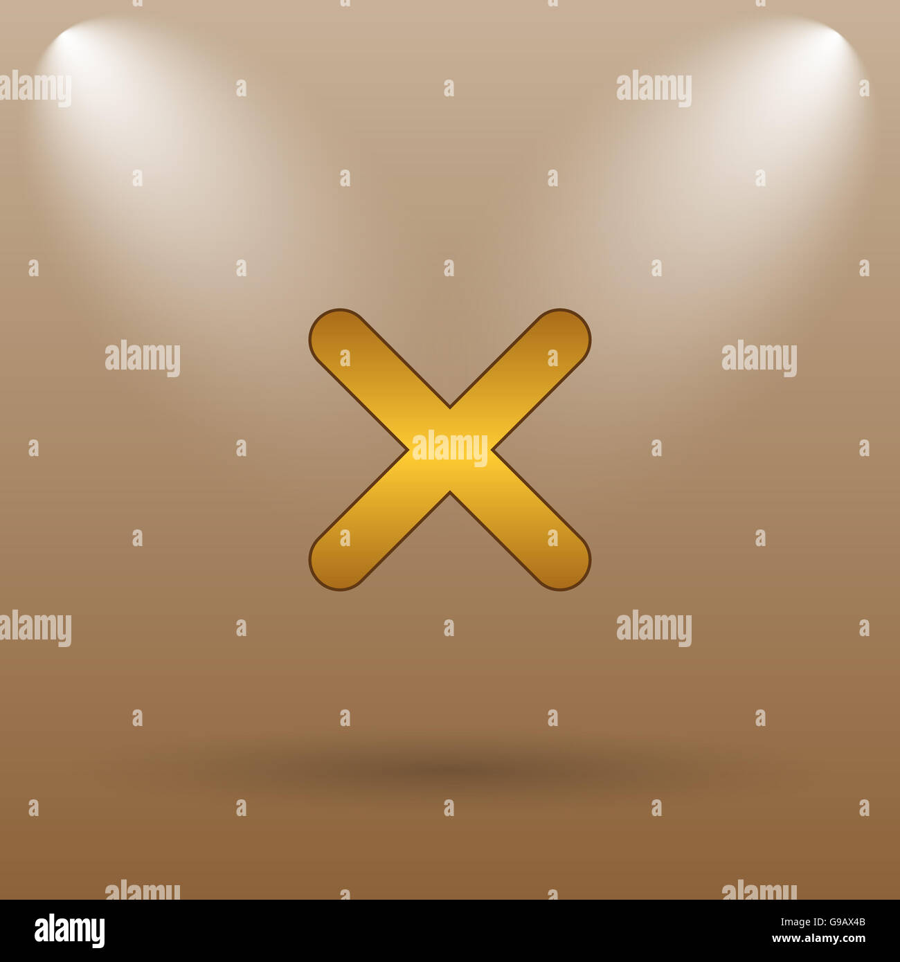 X close icon. Internet button on brown background Stock Photo - Alamy