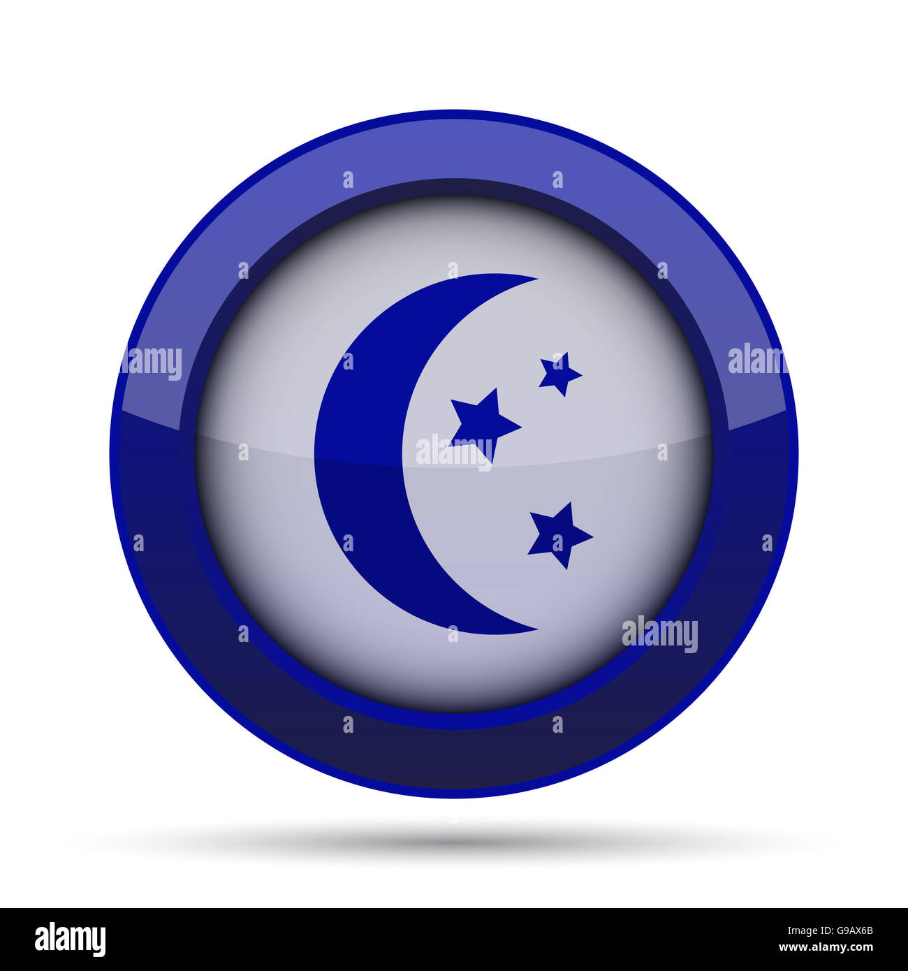 Moon icon. Internet button on white background Stock Photo - Alamy