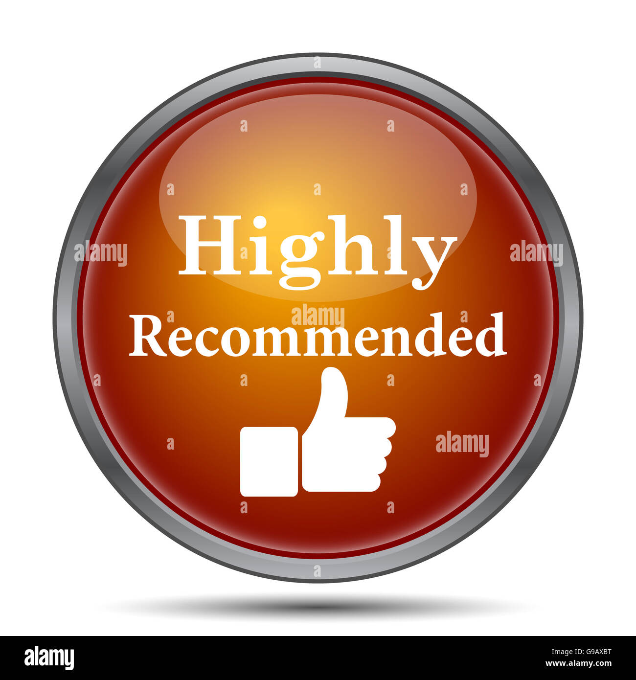 Highly recommended icon. Internet button on white background Stock ...