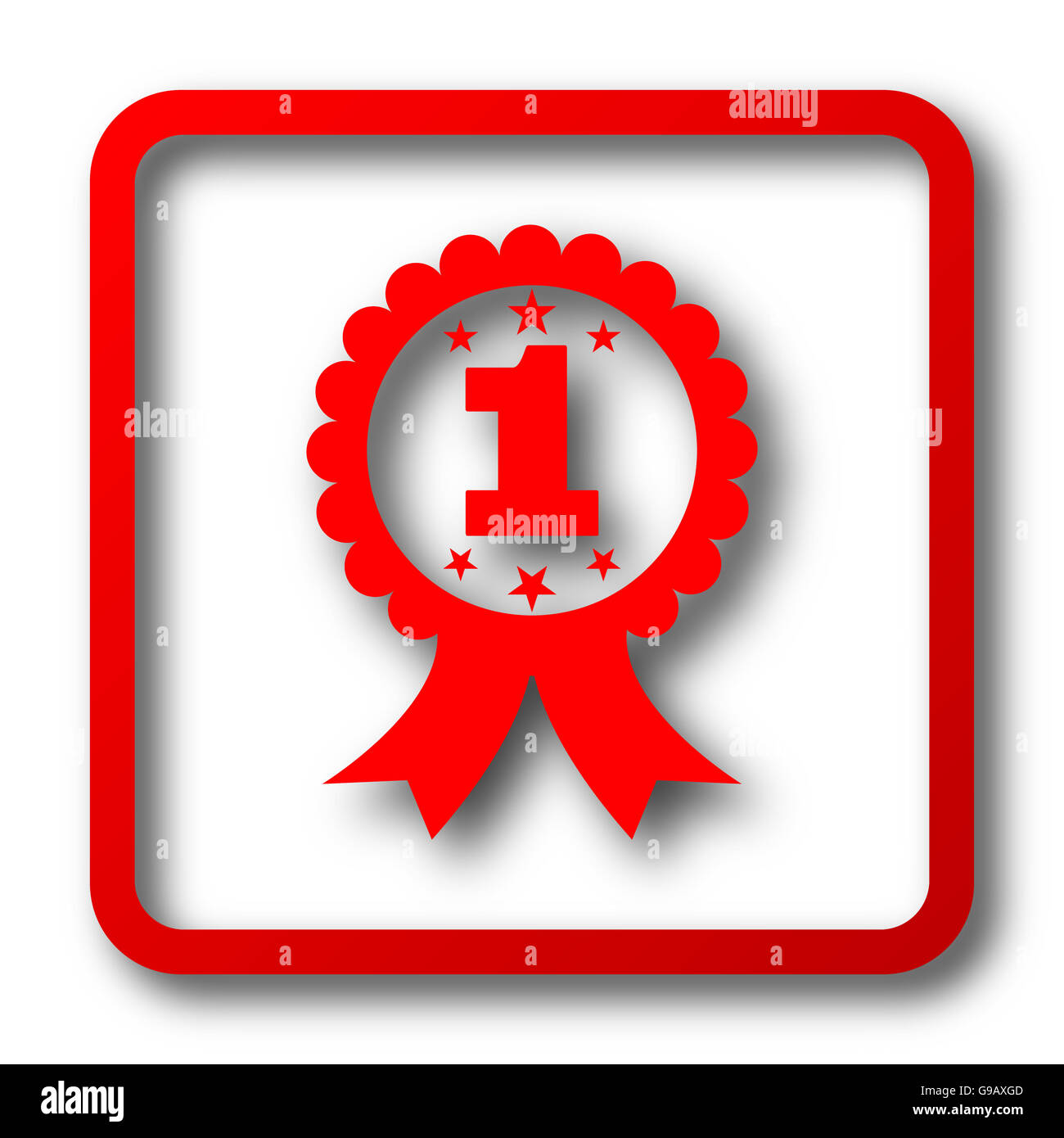 First prize ribbon icon. Internet button on white background Stock ...