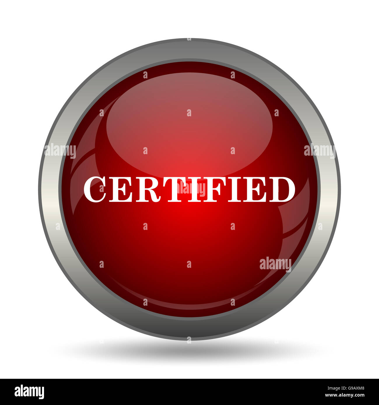 Certified icon. Internet button on white background Stock Photo - Alamy