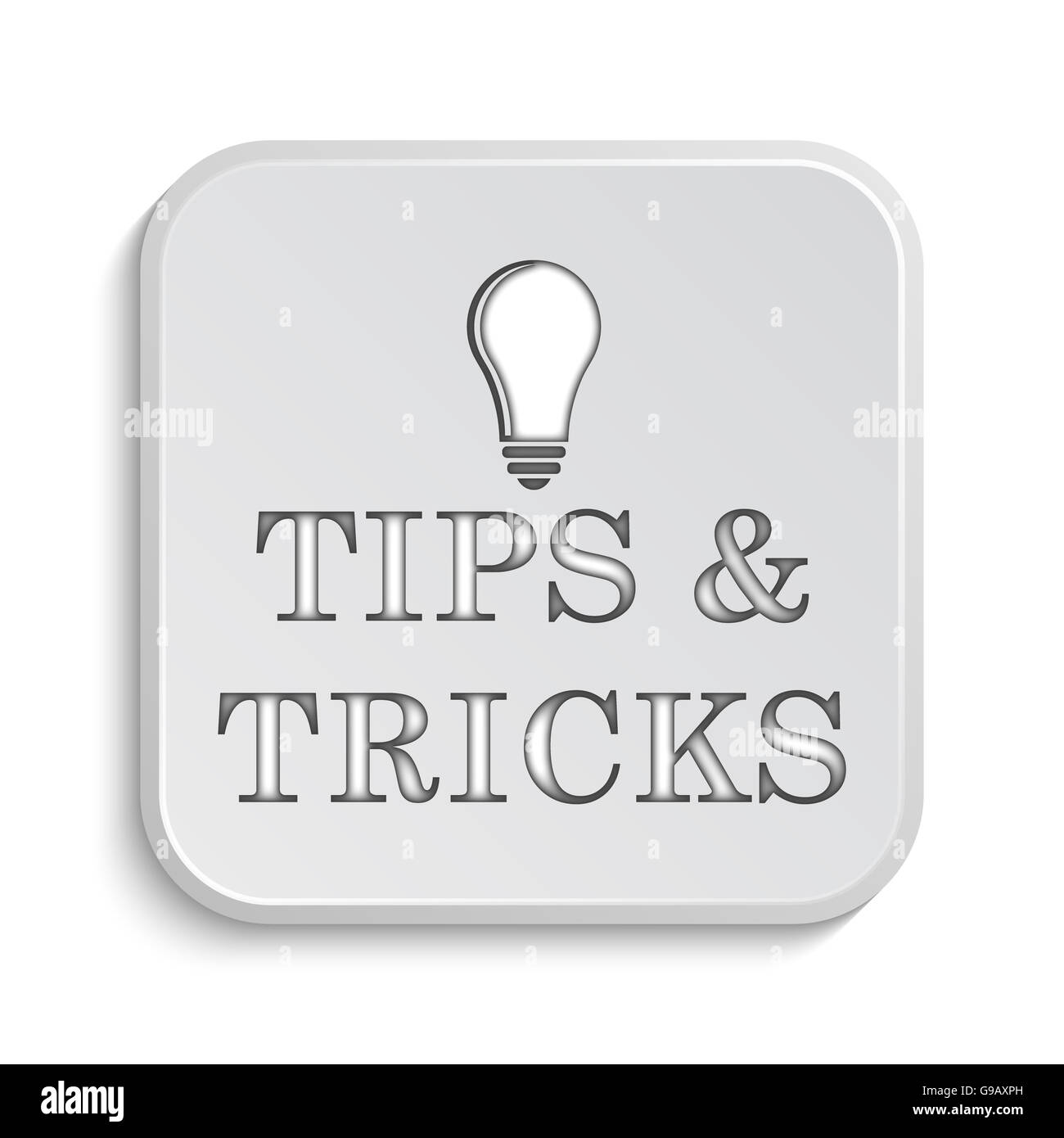 Tips and tricks icon. Internet button on white background Stock Photo ...