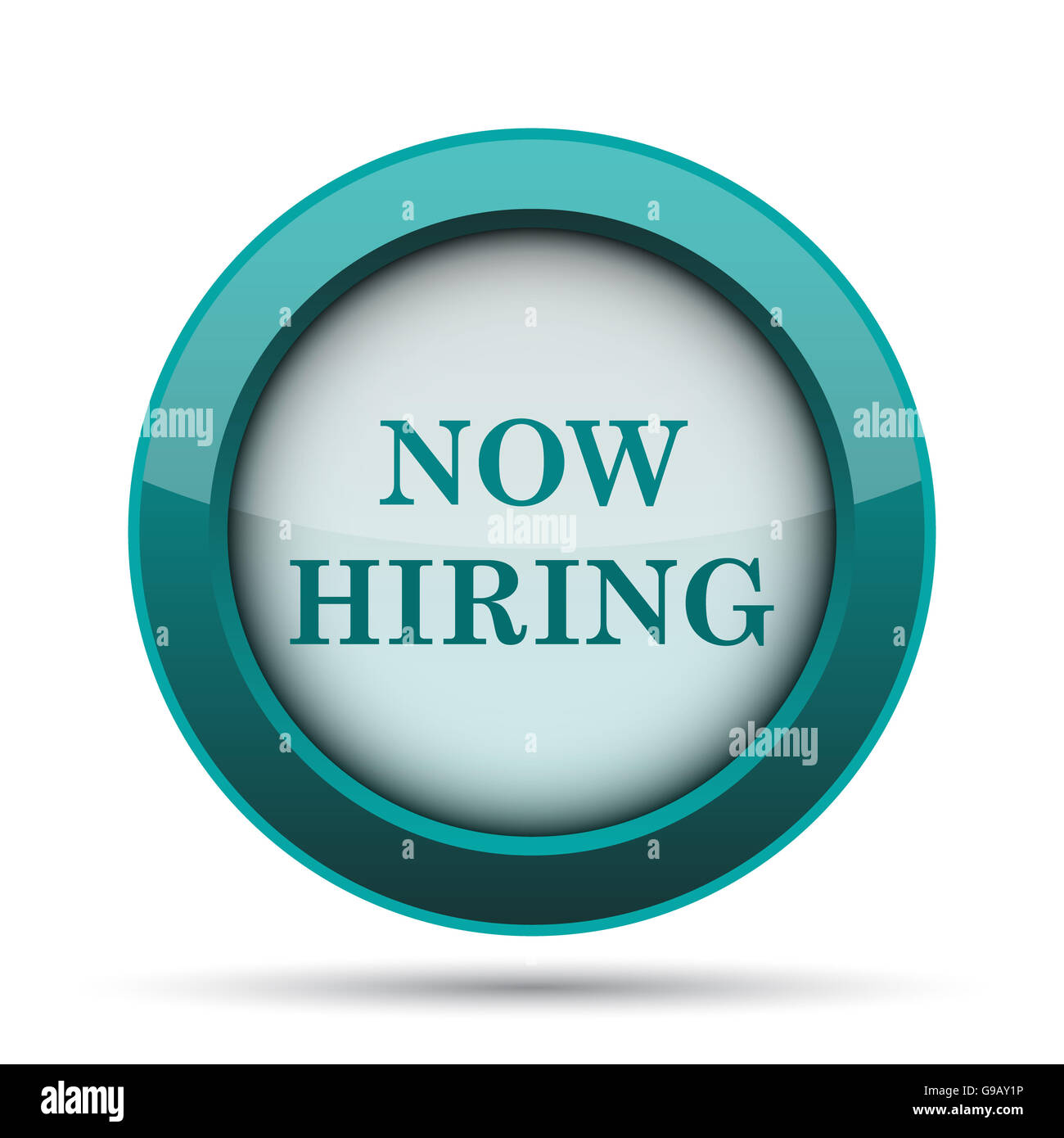 Now hiring icon. Internet button on white background Stock Photo - Alamy