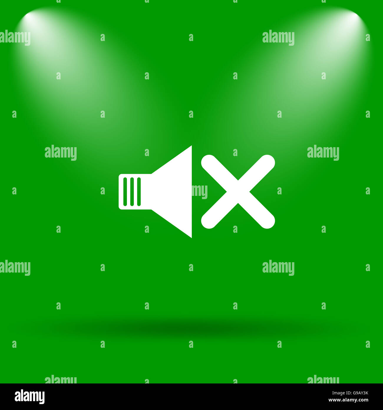 No sound icon. Internet button on green background Stock Photo - Alamy