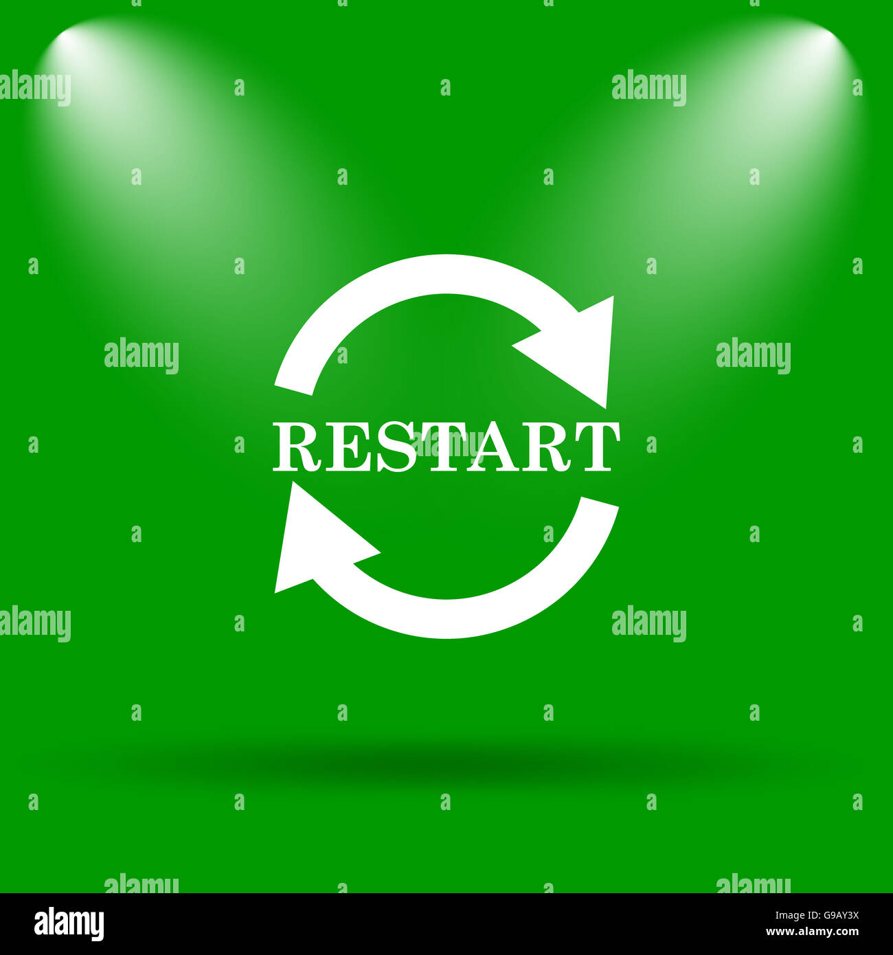 Restart icon. Internet button on green background Stock Photo - Alamy