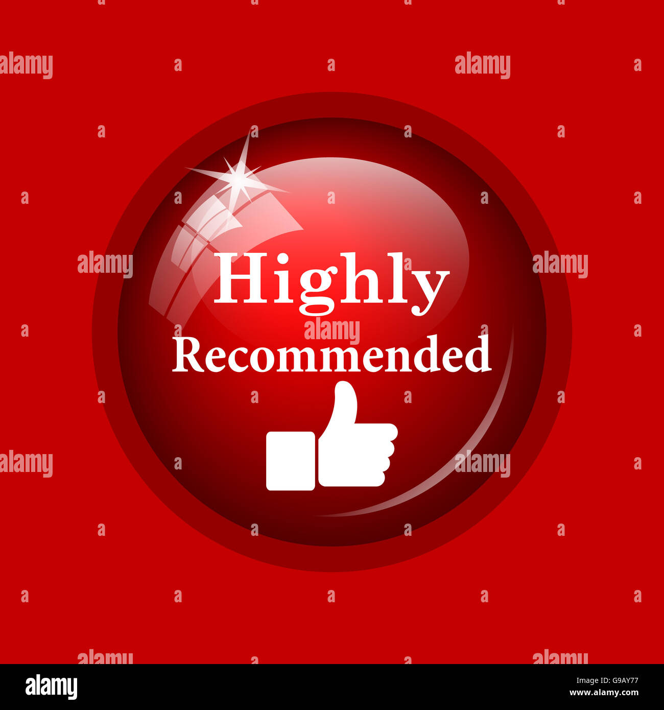 Highly recommended icon. Internet button on red background Stock Photo ...