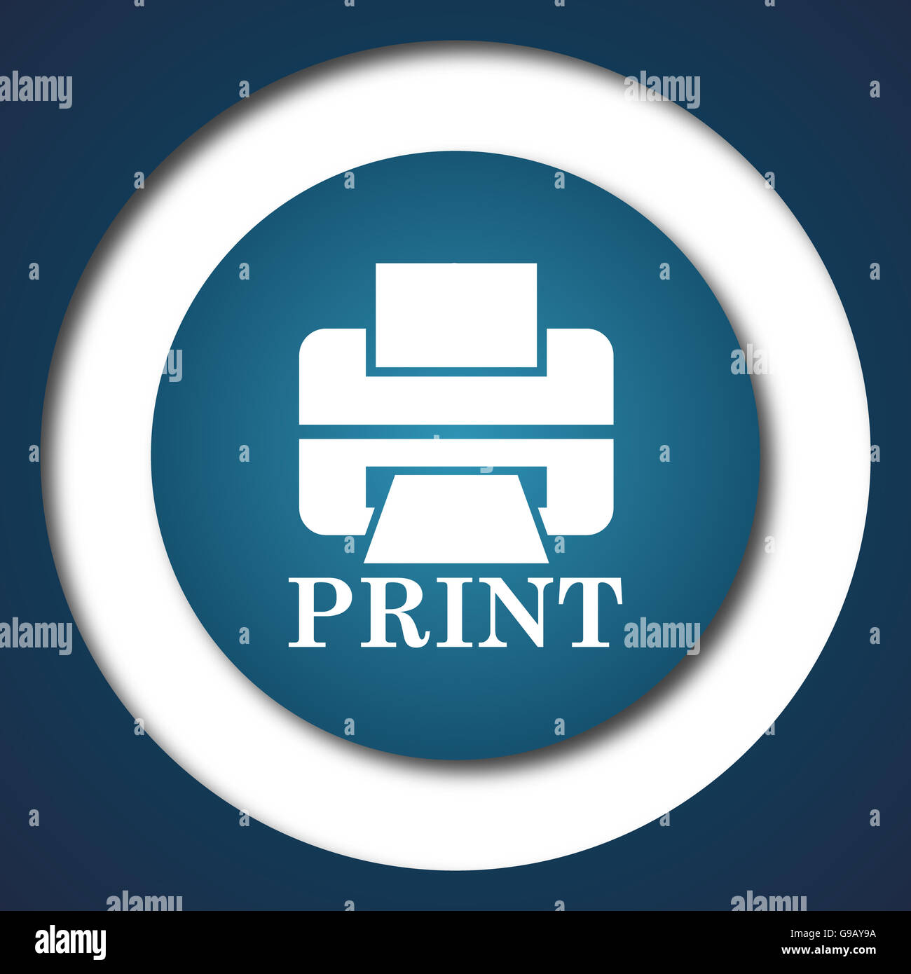 Printer with word PRINT icon. Internet button on white background Stock ...