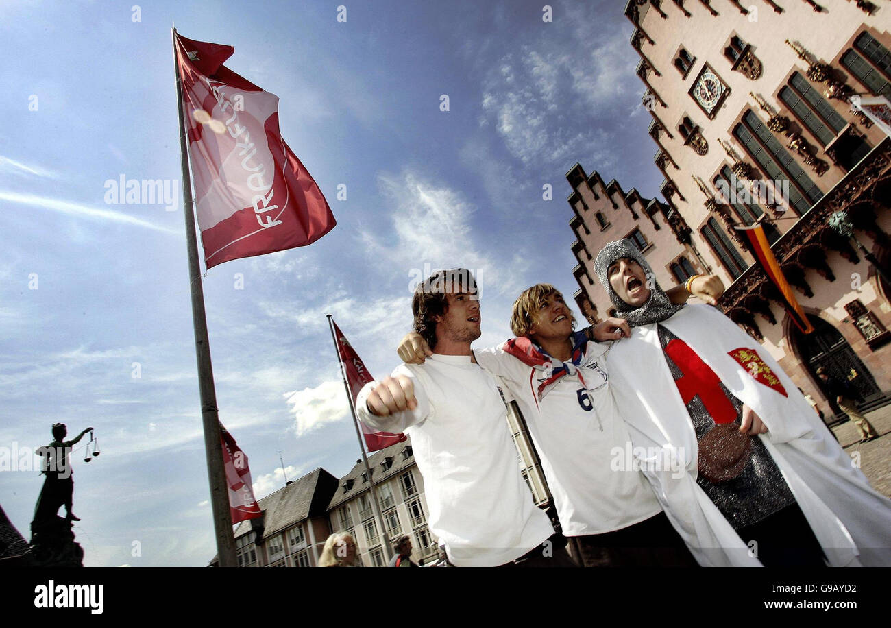 From left: England fans Tom May, 20, Ben Ashman, 20 and Charlie Timpson ...