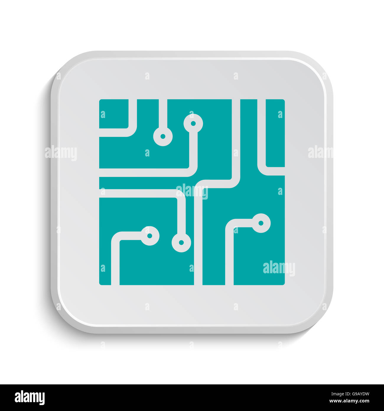 Circuit board icon. Internet button on white background Stock Photo - Alamy