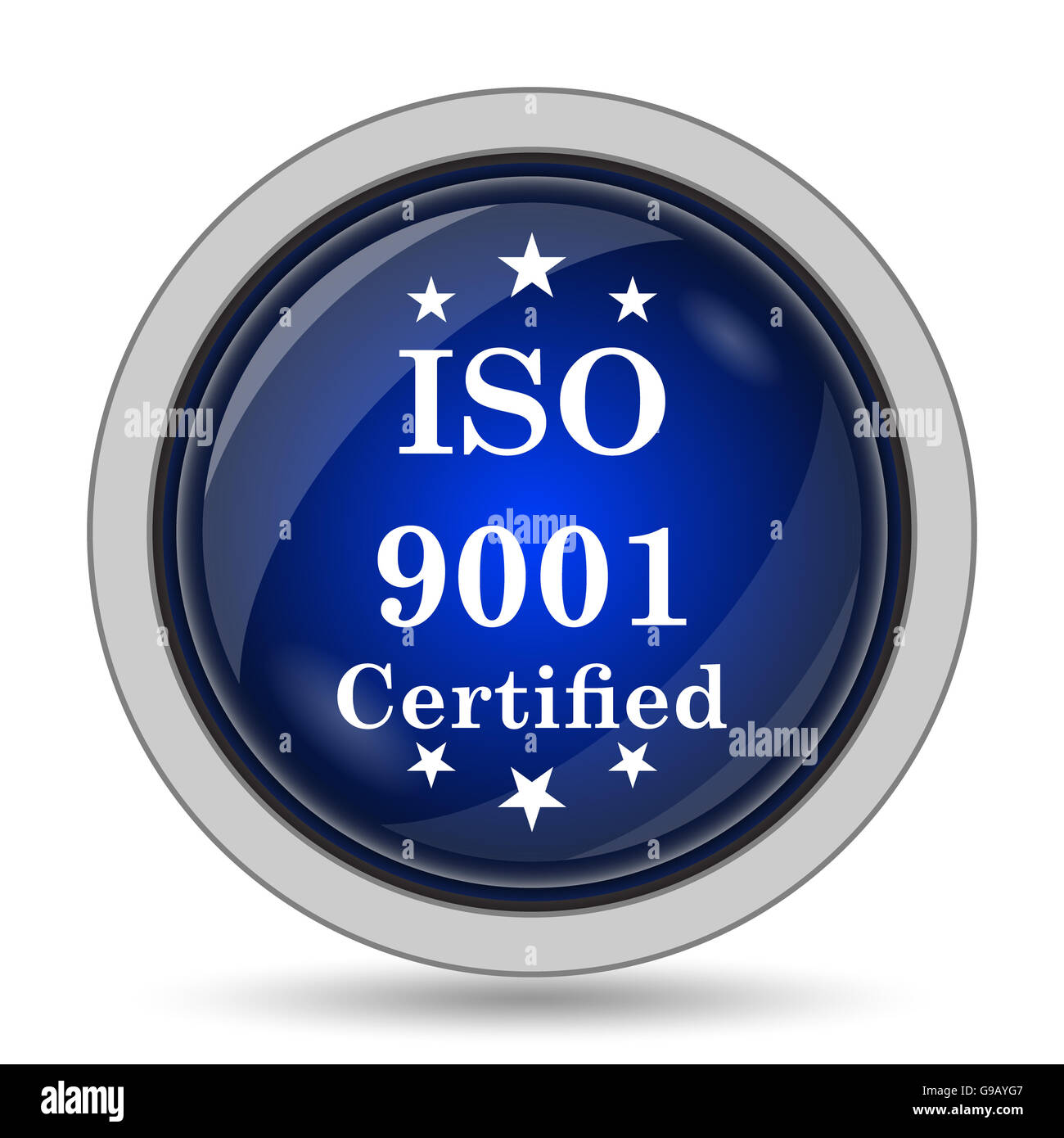 ISO9001 icon. Internet button on white background Stock Photo - Alamy