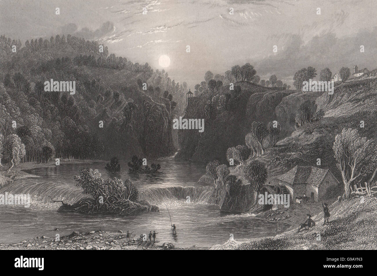 Falls of Kilmorack. Ross-shire. Scotland. ALLOM, antique print 1838 ...