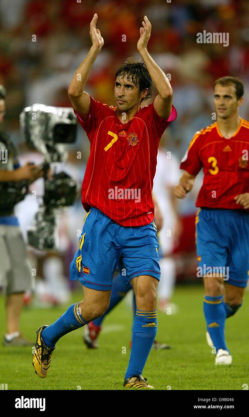 Spains gonzalez raul celebrates after the final whistle hi-res stock ...
