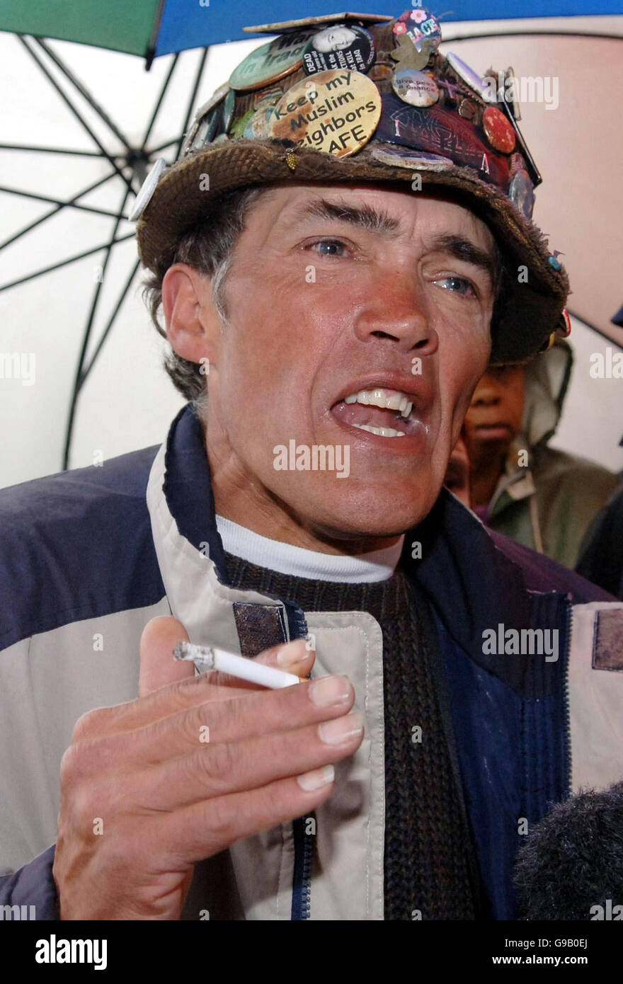 Anti-war demonstrator Brian Haw in London's Parliament Square where he ...