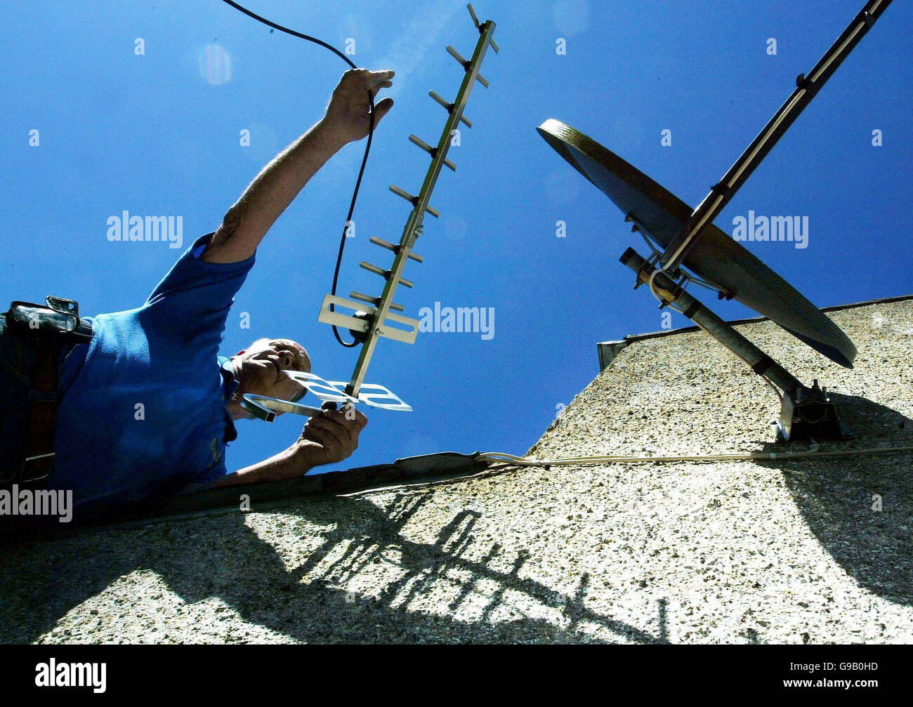 SCOTLAND TV. A TV aerial in the Peeblesshire area of the Scottish ...