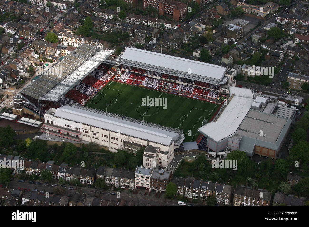 Aerial Views of London. An aerial view of Highbury as Arsenal play ...