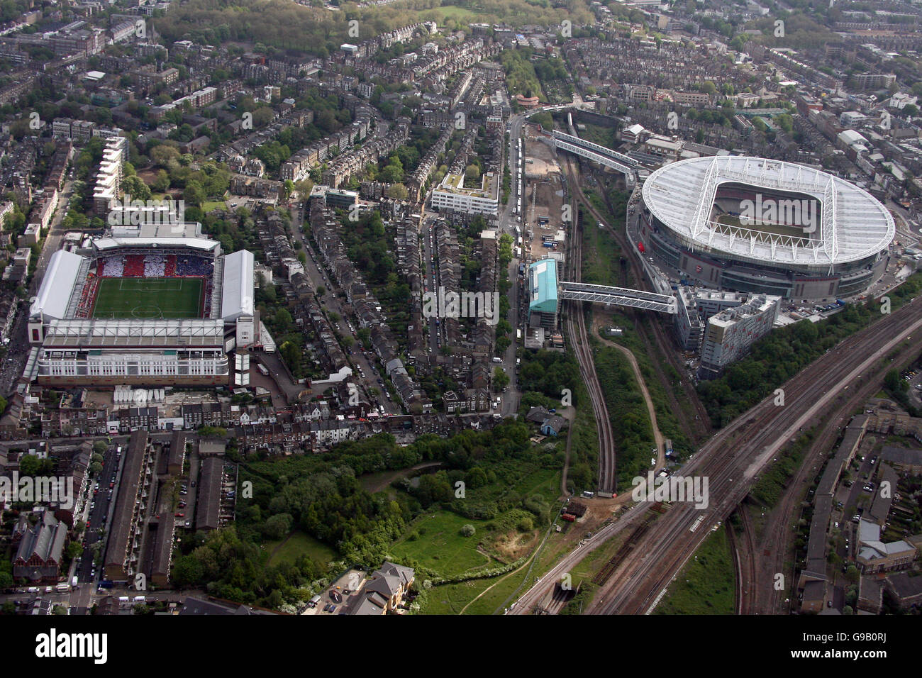Aerial Views of London. An aerial view of Highbury as Arsenal play ...
