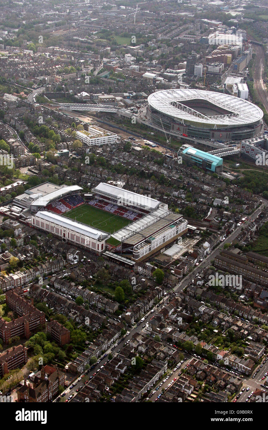 Aerial Views of London. An aerial view of Highbury as Arsenal play ...