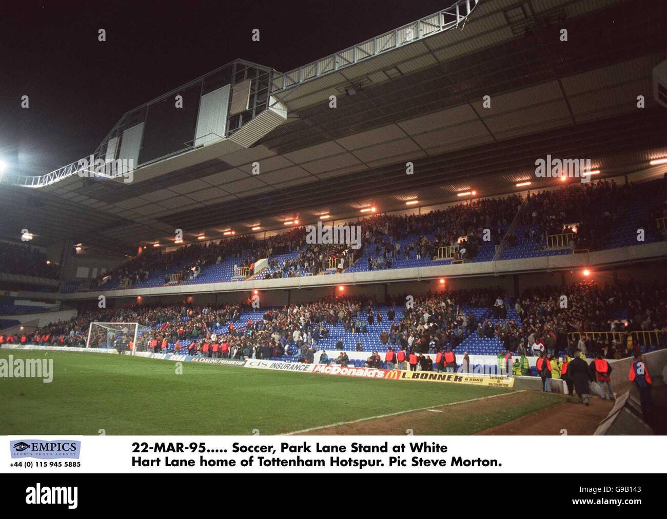 22 mar 95 soccer park lane stand at white hart lane hi-res stock ...